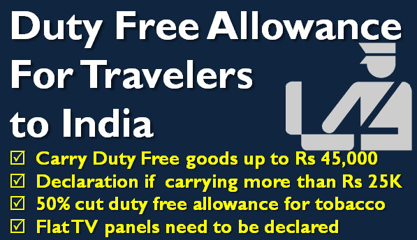 Duty Free Allowance For Passengers Entering India 2015